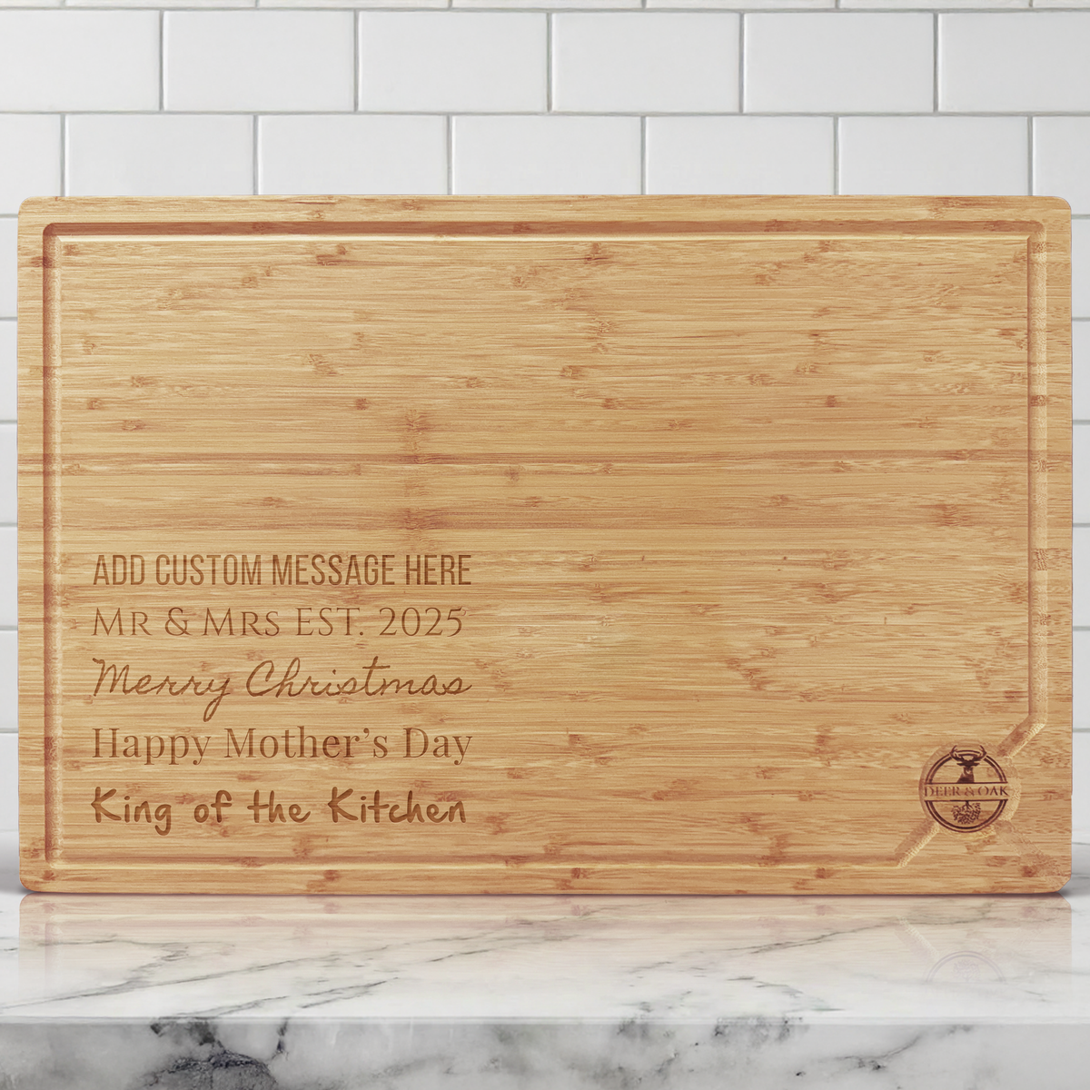 Personalised XXXL Premium Bamboo Chopping Cutting Board – Deer & Oak
