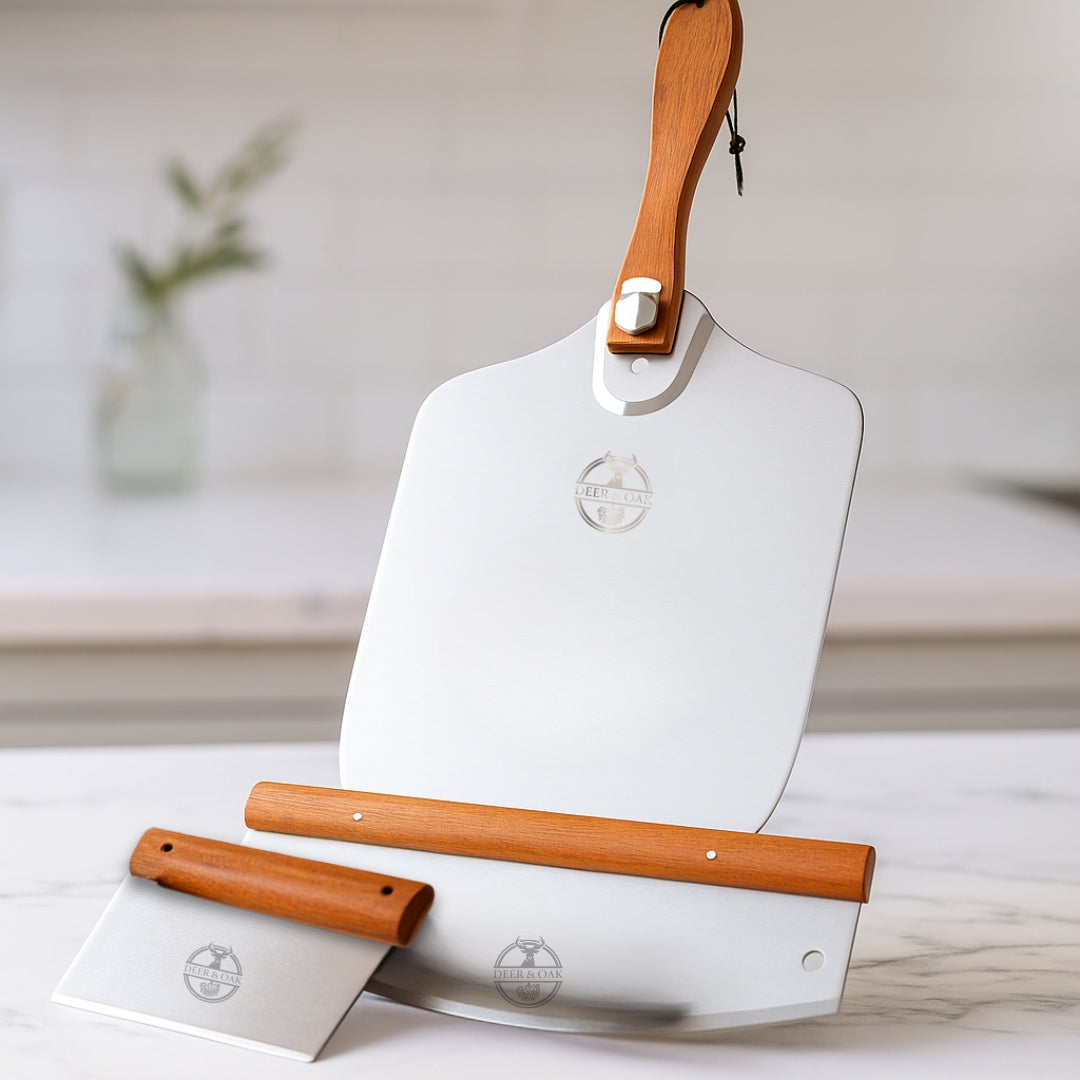 Foldable Pizza Peel, Rocker & Dough Scraper Set | Deer & Oak